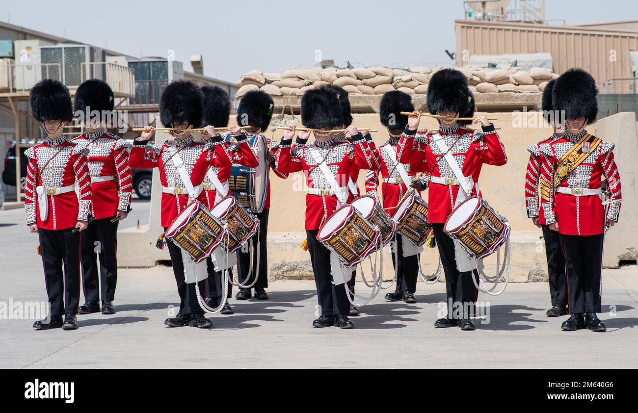 The 1st Battalion Welsh Guards, Corps of Drums, perform a set of songs ...