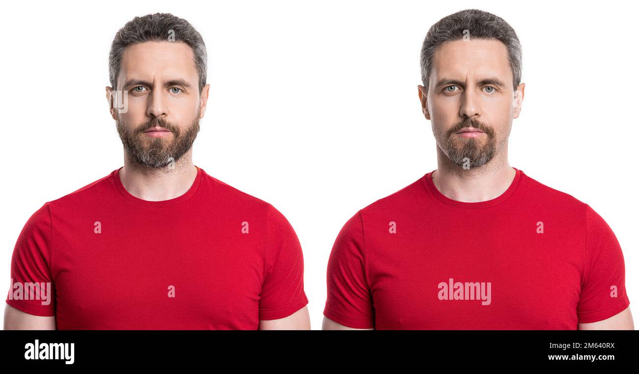 before and after. two man face stubble comparison before and after ...