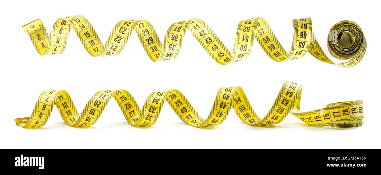 Measure tapes in different positions isolated on white background ...