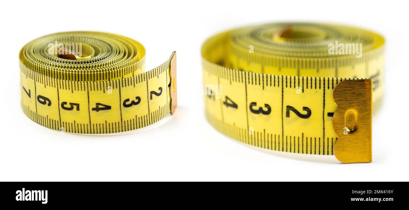 Measure tapes isolated on white background collection Stock Photo - Alamy