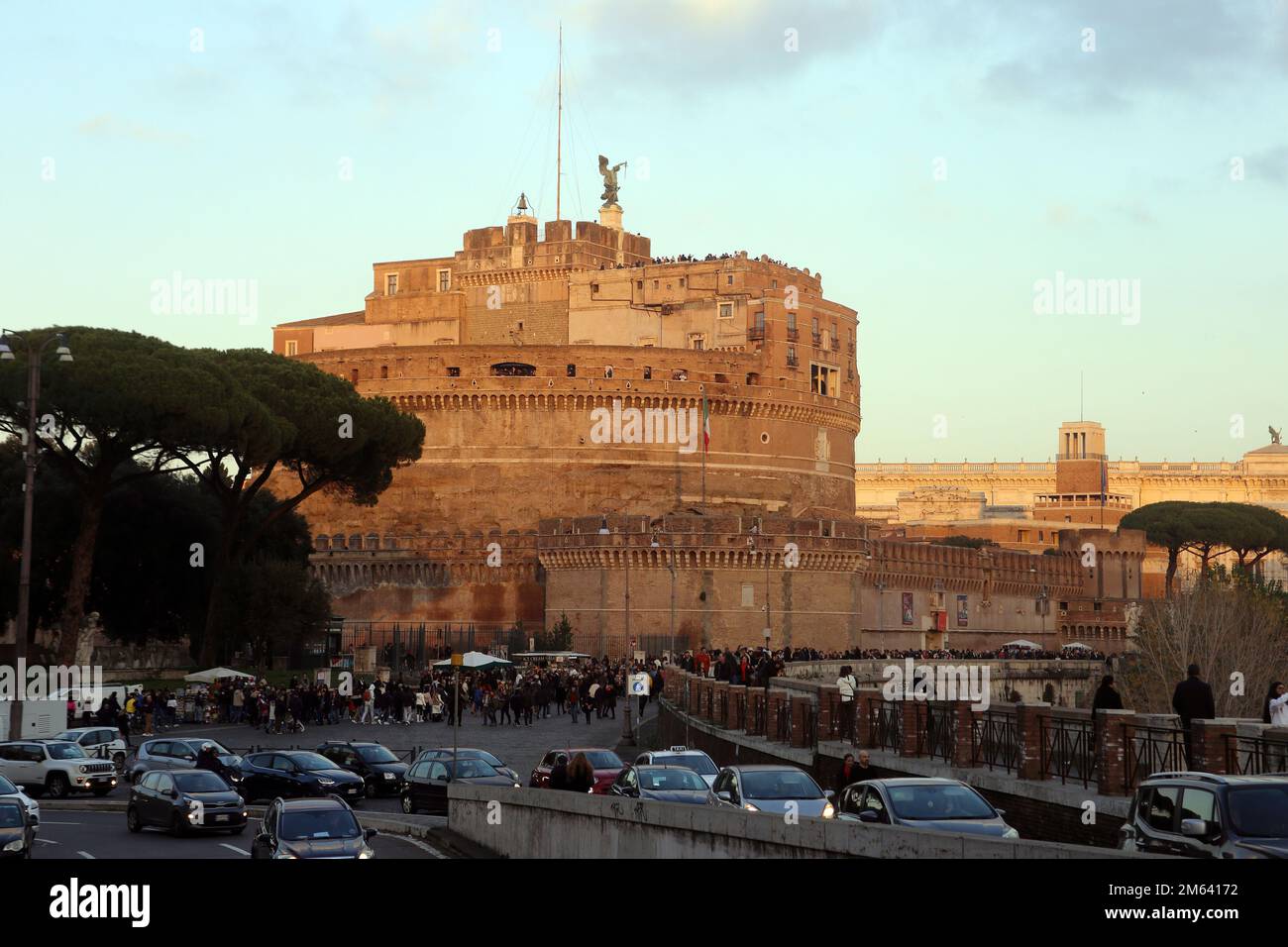Rome, Italy - January 1, 2023: Castel Sant'Angelo crowded with tourists ...