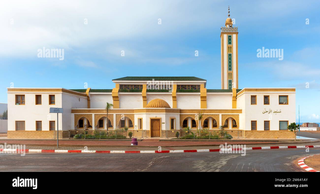 The Grand Mosque in town centre, Mirleft, southern Morocco, North ...