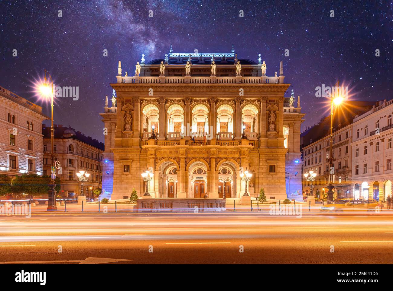 The Hungarian Royal State Opera House in Budapest, Hungary at night ...