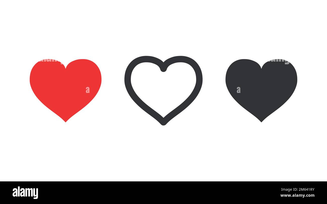 Heart icon set. Vector heart shape variations. Heart symbol Stock ...