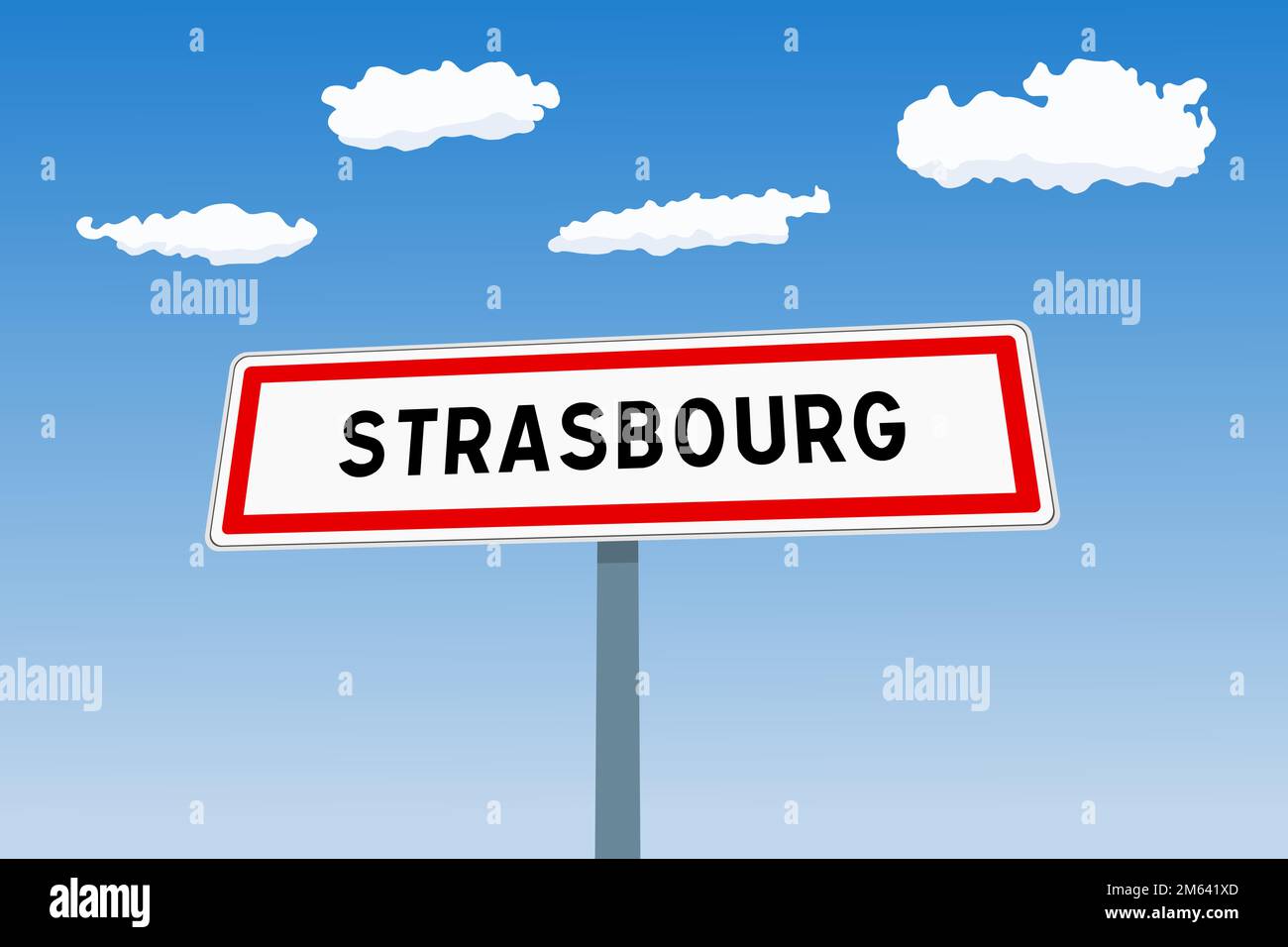Strasbourg city sign in France. City limit welcome road sign Stock ...