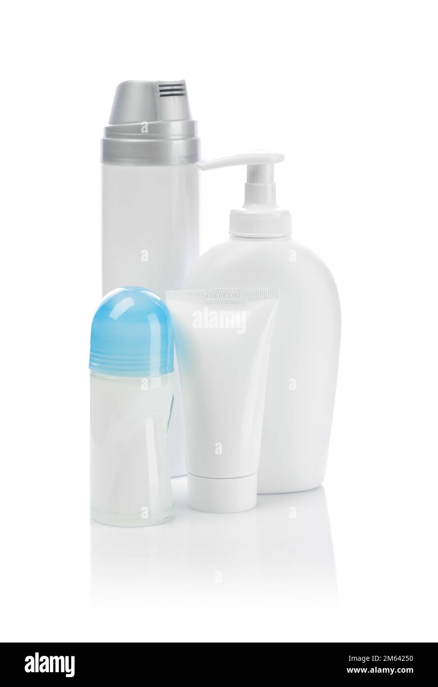 cosmetical tube boottle and deodorant Stock Photo - Alamy