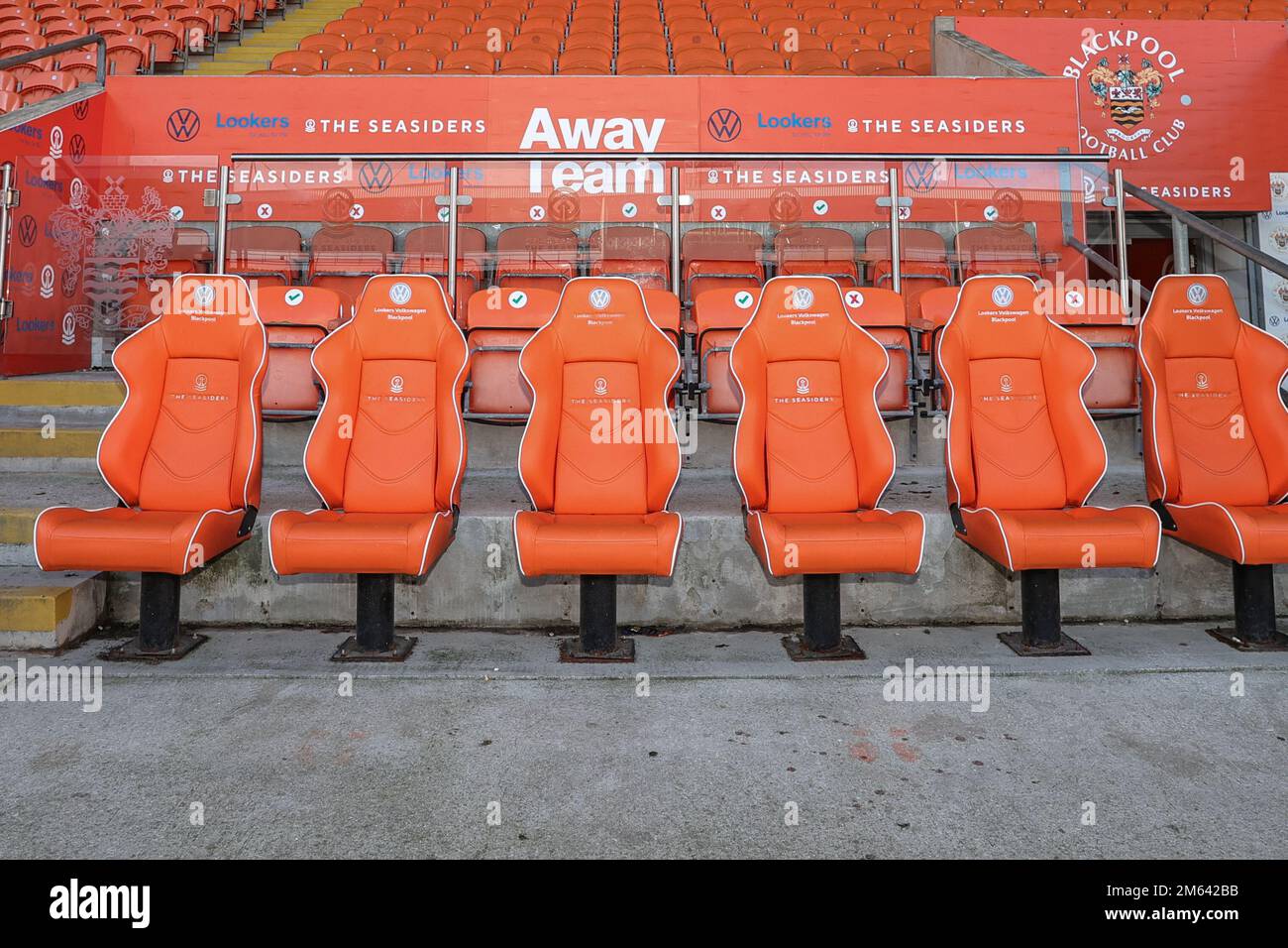 Away bench during the Sky Bet Championship match Blackpool vs ...