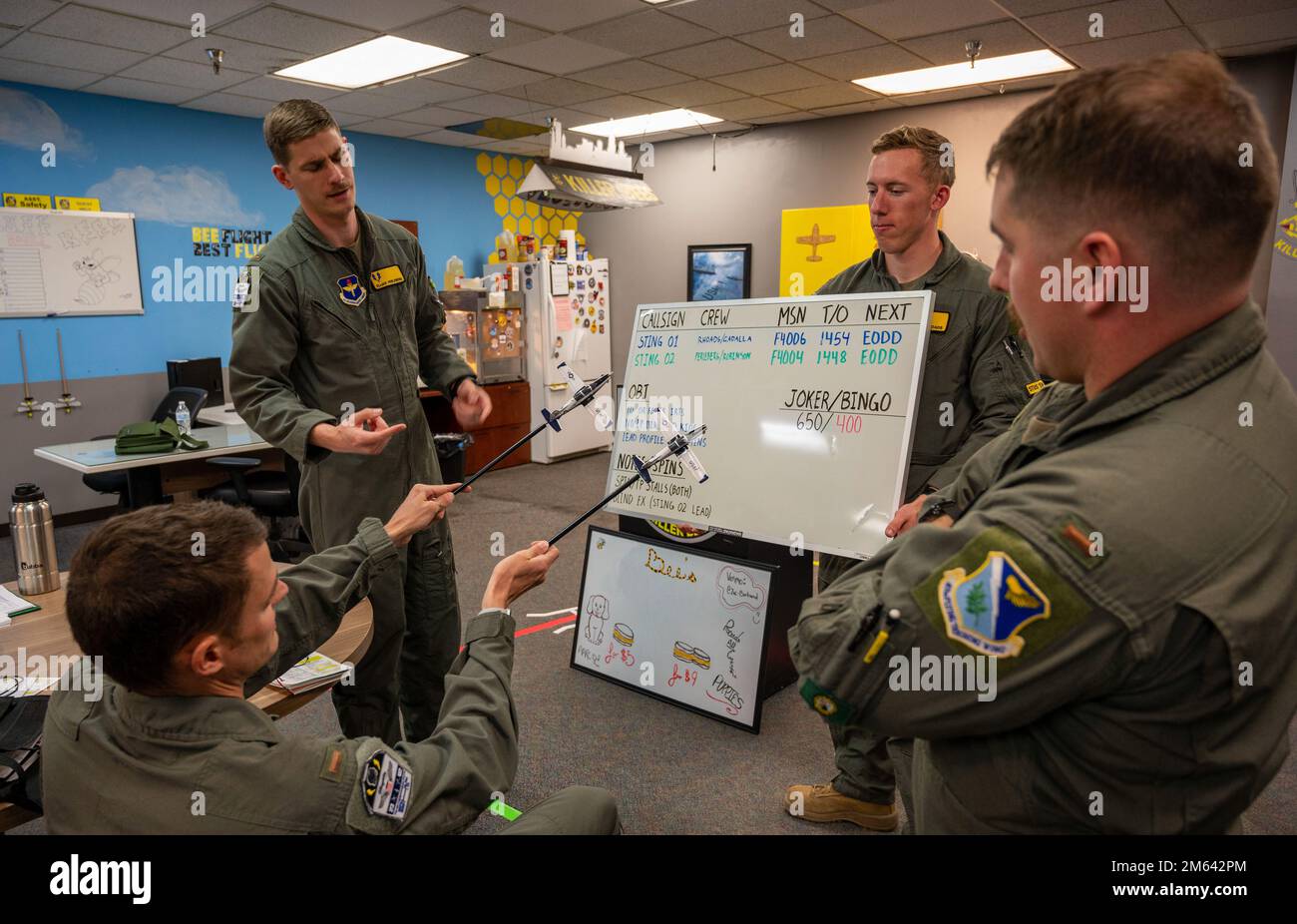 Students from the 85th Flying Training Squadron Bee Flight use model ...