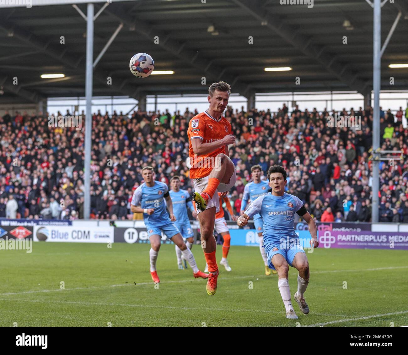 Callum Connolly #2 of Blackpool in action during the Sky Bet ...
