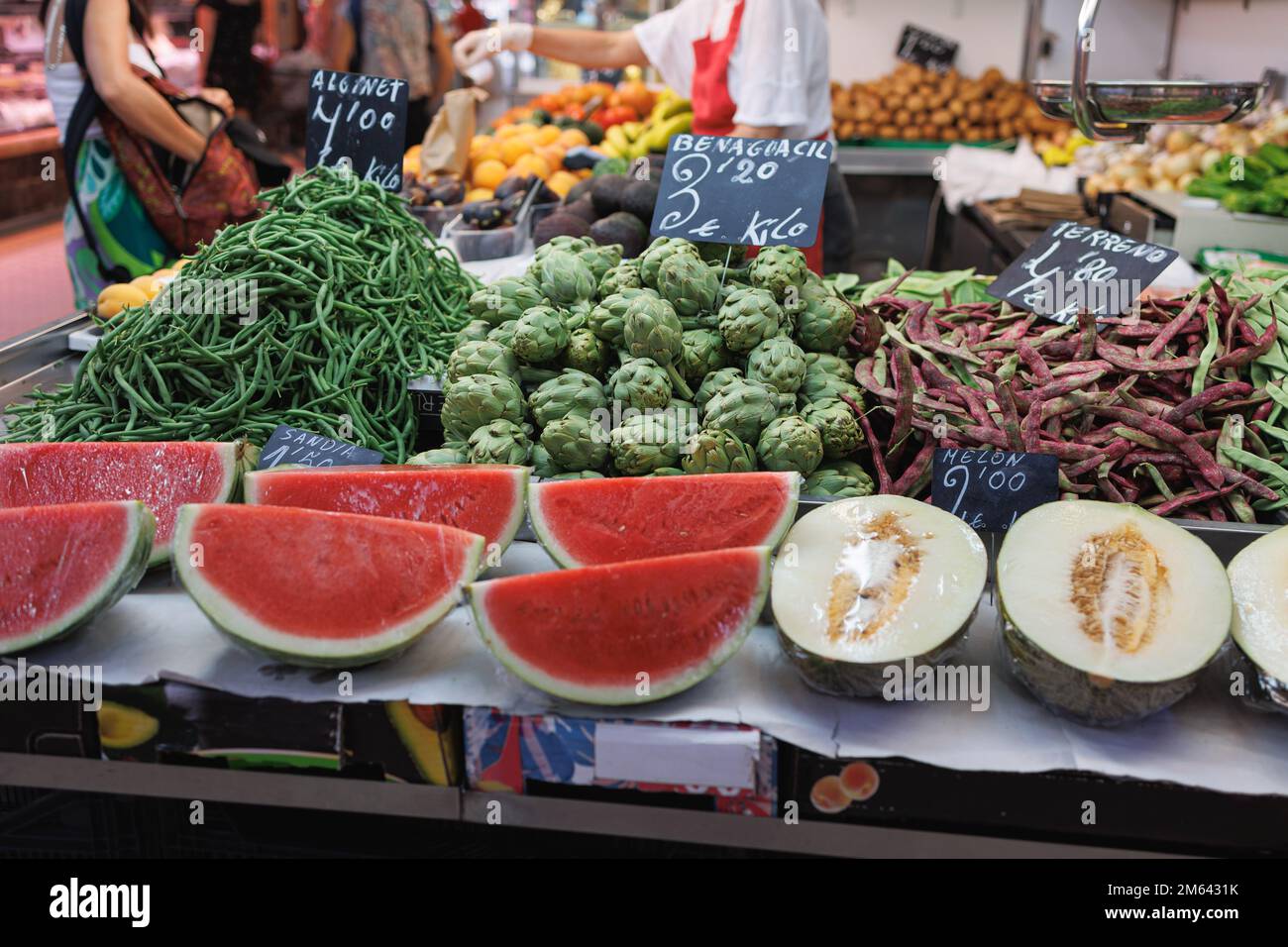 Food and Vegetables Stand, Display of Fruit and Greens for Sale in a ...