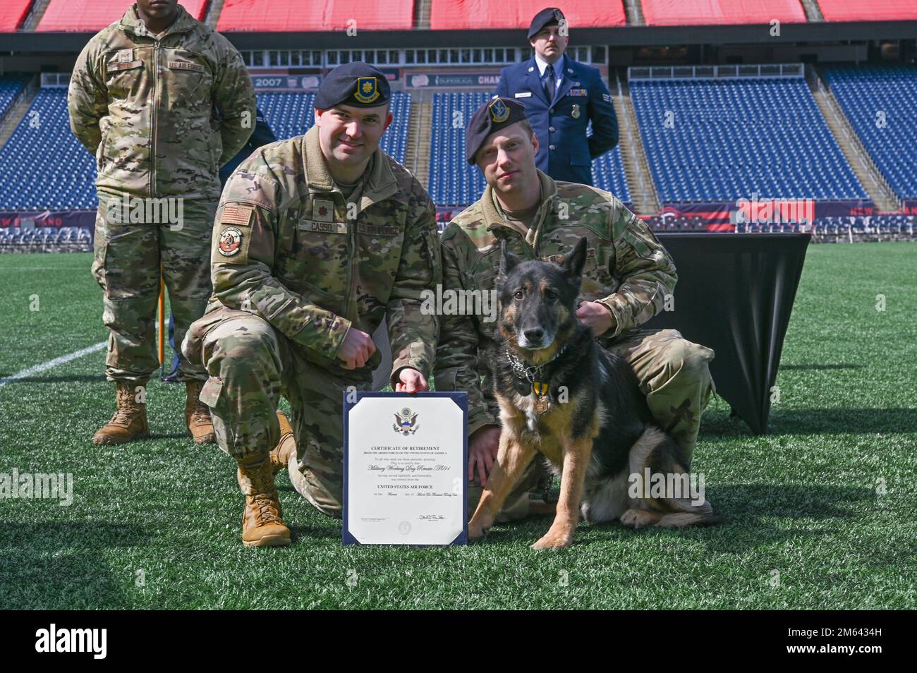 Maj. Brandon Casso, left, 66th Security Forces Squadron commander, and ...