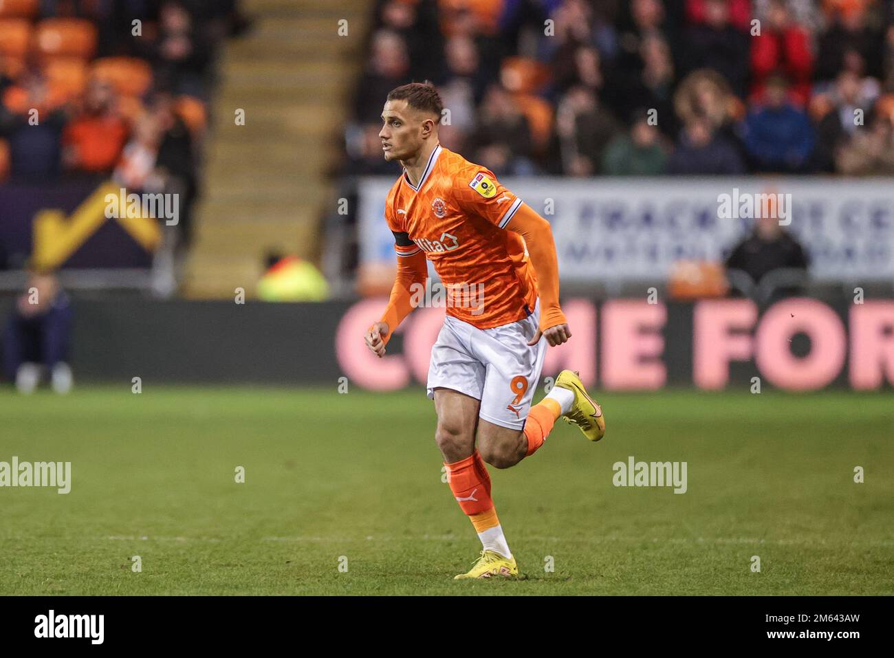 Jerry Yates #9 of Blackpool during the Sky Bet Championship match ...