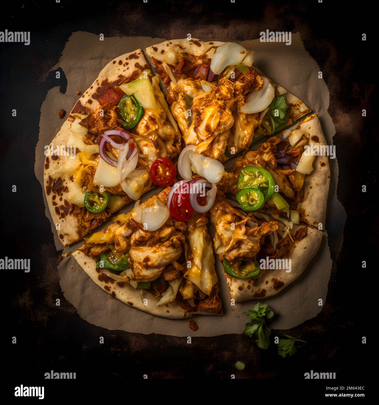 Pita Pizza with Spiced Chicken Shawarma and Toppings street food ...