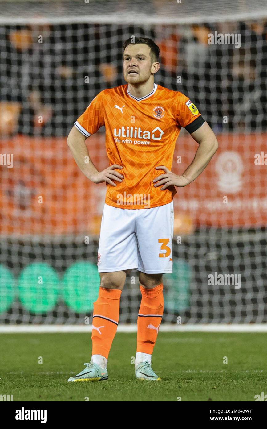 Jordan Thorniley #34 of Blackpool during the Sky Bet Championship match ...