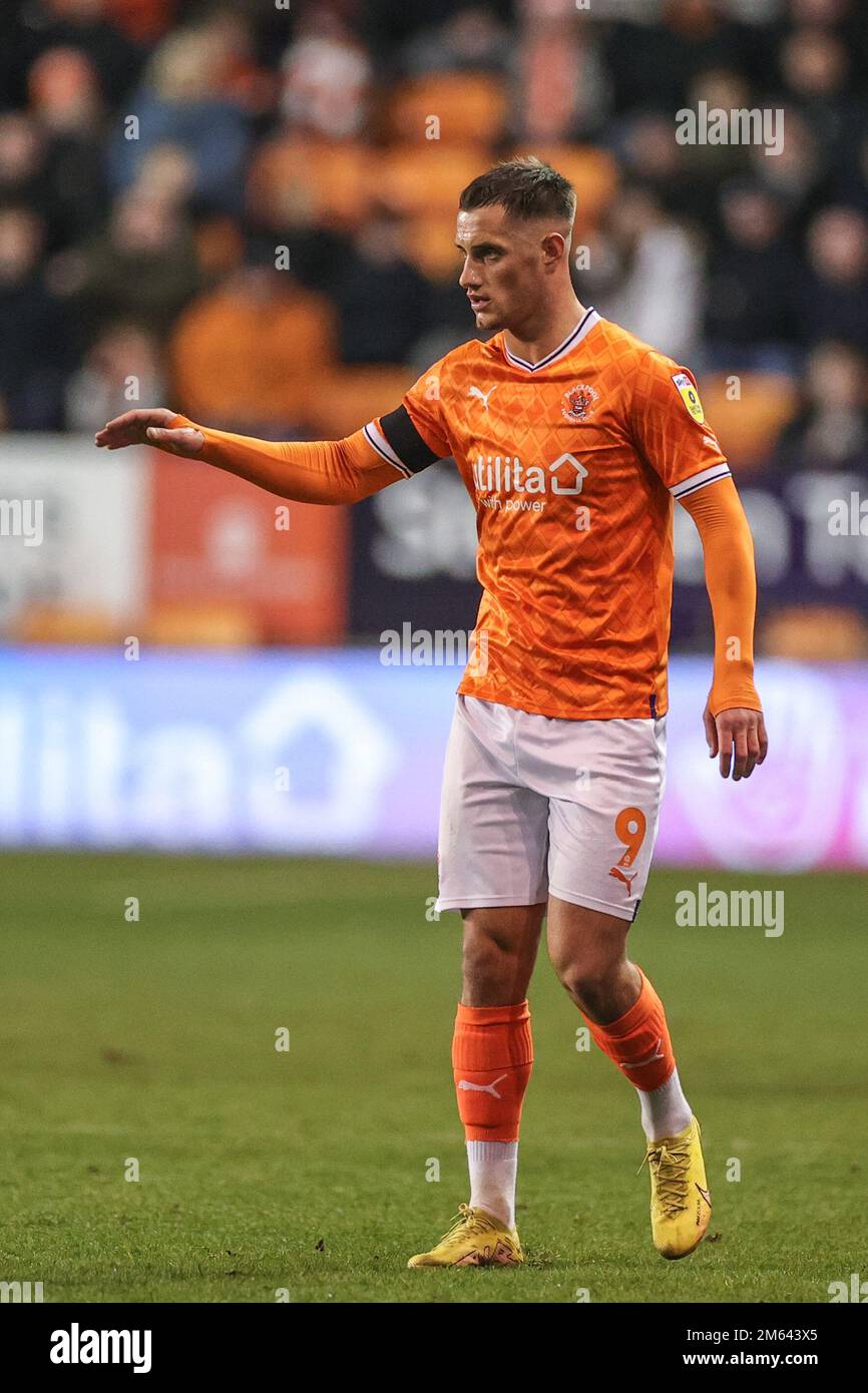 Jerry Yates #9 of Blackpool during the Sky Bet Championship match ...