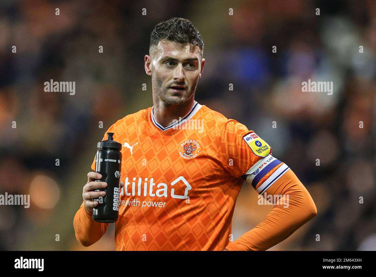 Gary Madine #14 of Blackpool during the Sky Bet Championship match ...