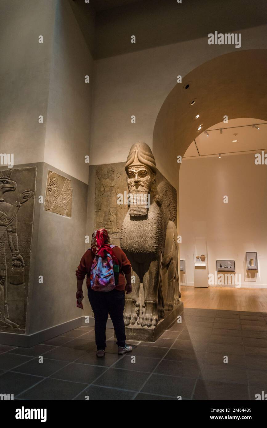 Winged Bull (or Lion) with human head that served as gateways to the ...
