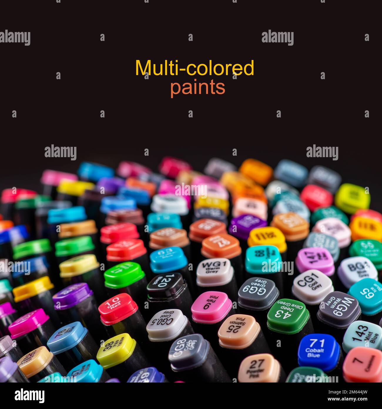 Multi-colored markers with a signed color number on the cap Stock Photo ...