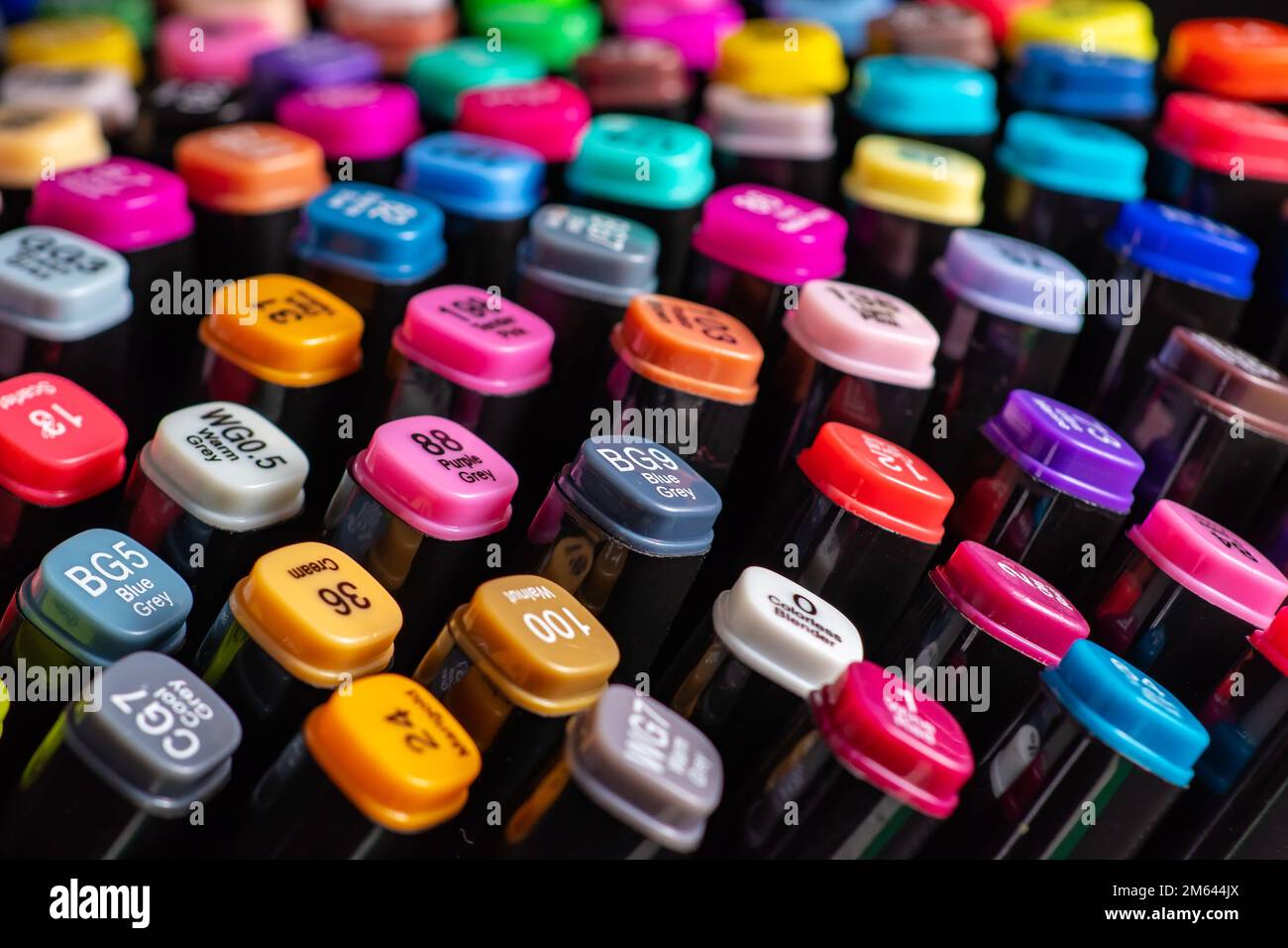 Multi-colored markers with a signed color number on the cap Stock Photo ...