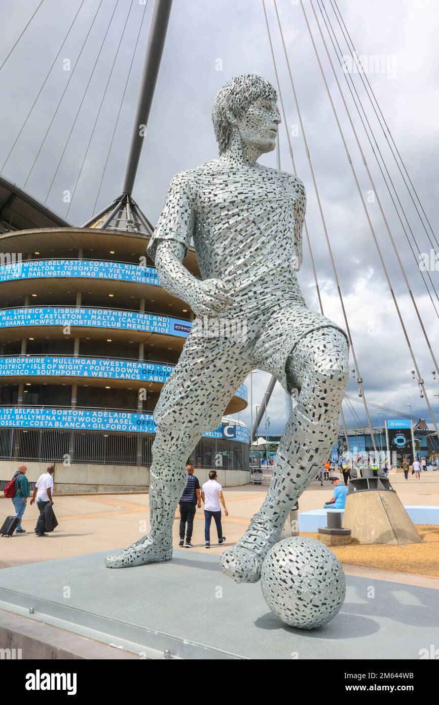 David Silva,legend,statue,outside,at,Etihad Stadium,Manchester City ...
