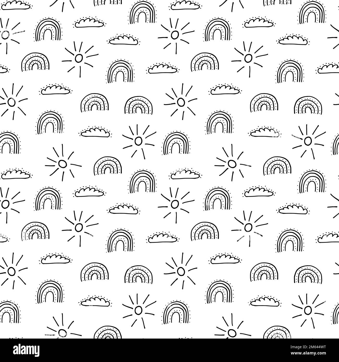 Cute doodle seamless pattern with rainbows Stock Vector Image & Art - Alamy