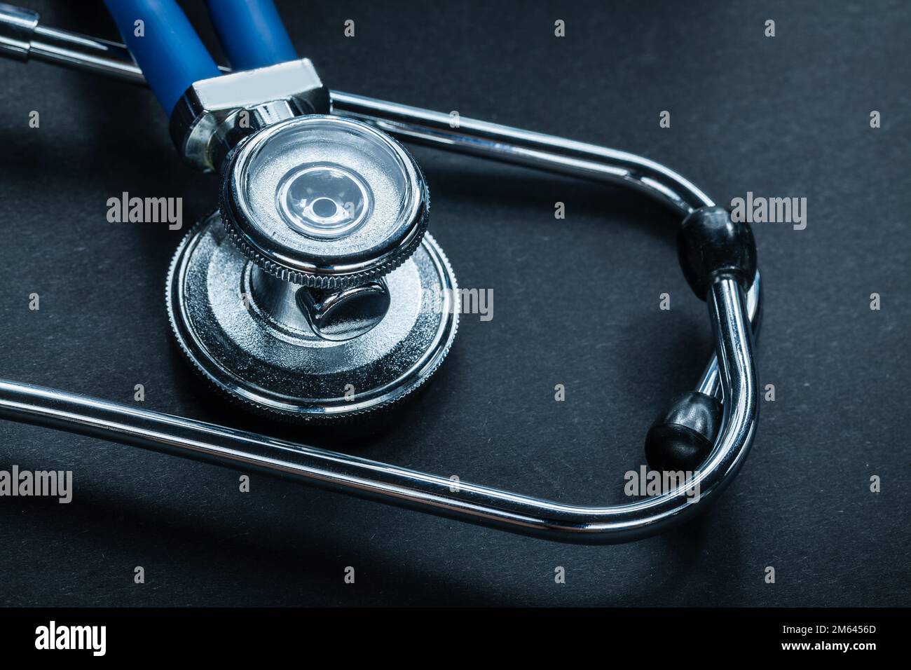 New stethoscope on black background medicine concept Stock Photo - Alamy