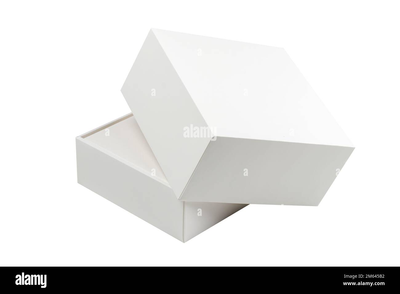 Open white box isolated on white background Stock Photo - Alamy