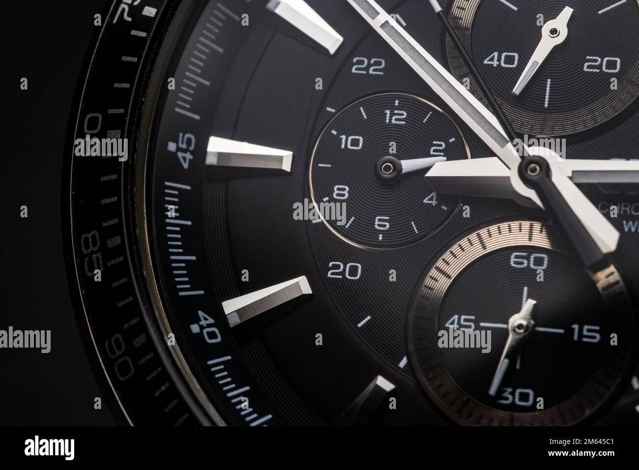 Black modern clock face. close up background Stock Photo - Alamy