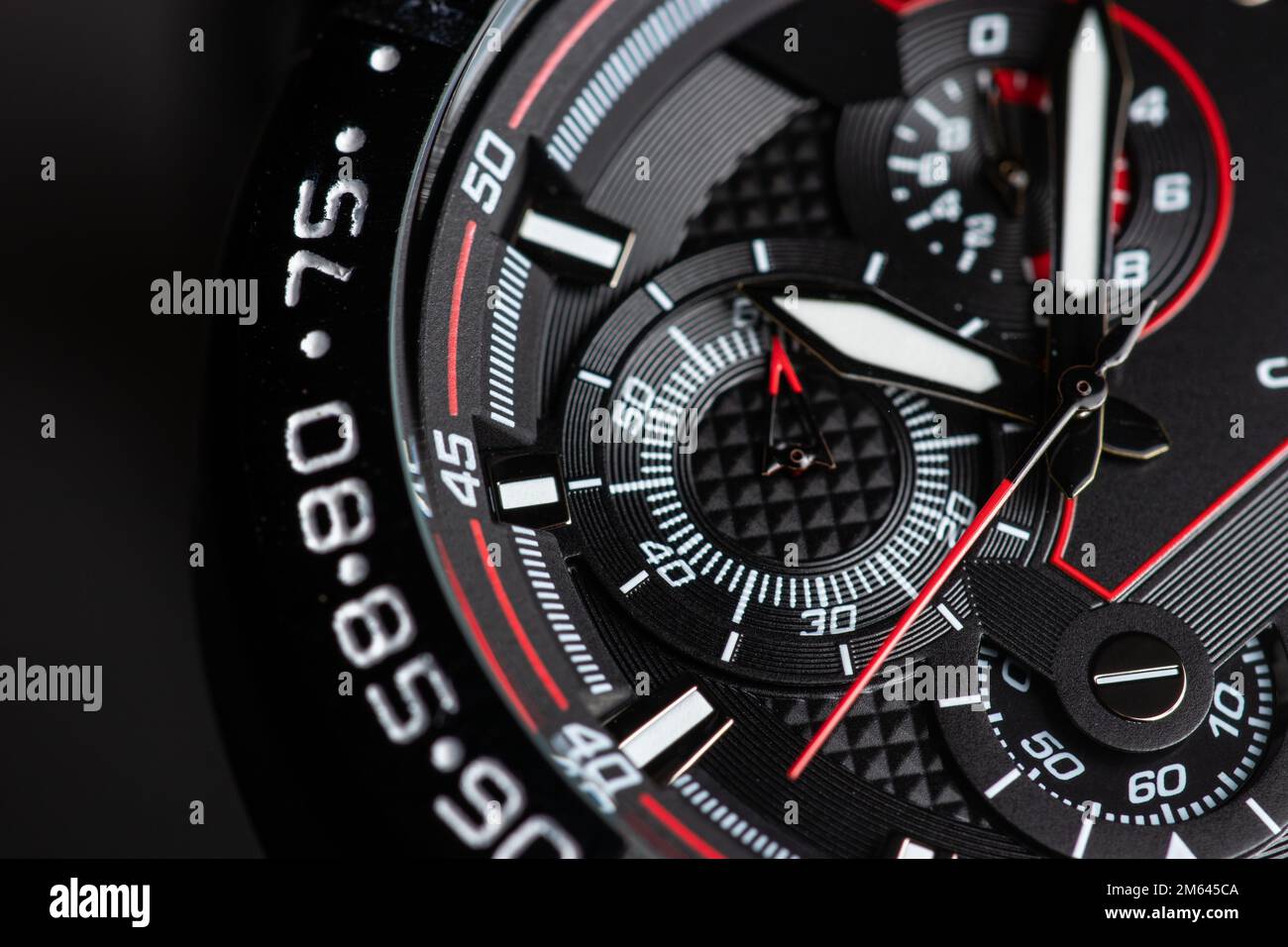 Black modern clock face. close up background Stock Photo - Alamy