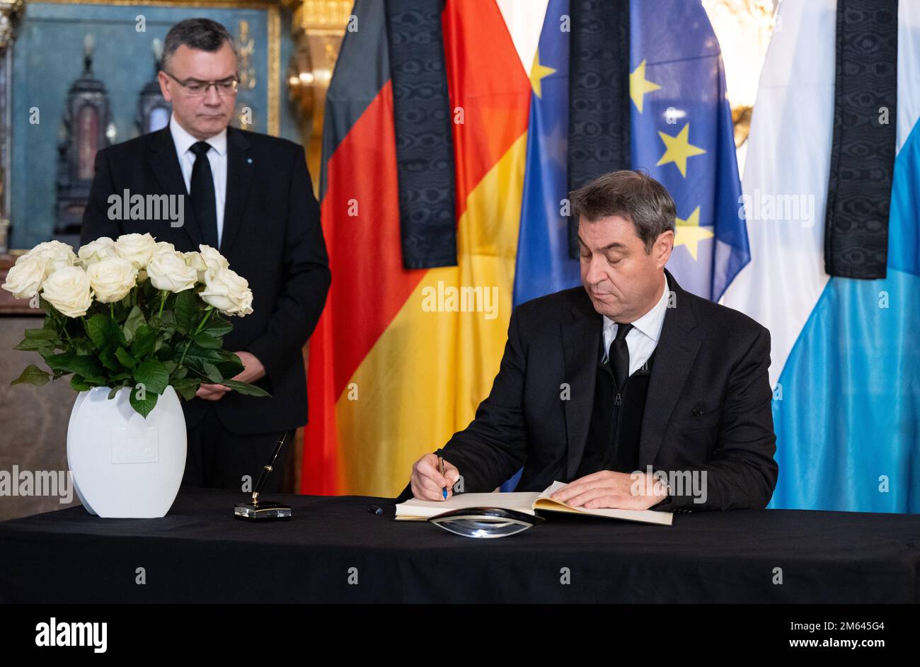 Munich, Germany. 02nd Jan, 2023. Markus Söder (r, CSU), prime minister ...