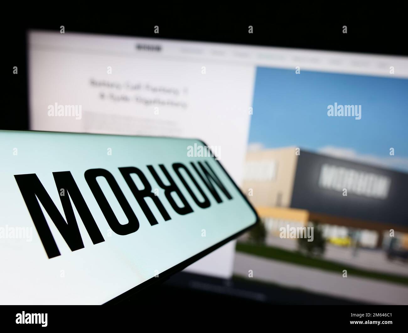 Smartphone with logo of Norwegian battery company Morrow Batteries ASA ...