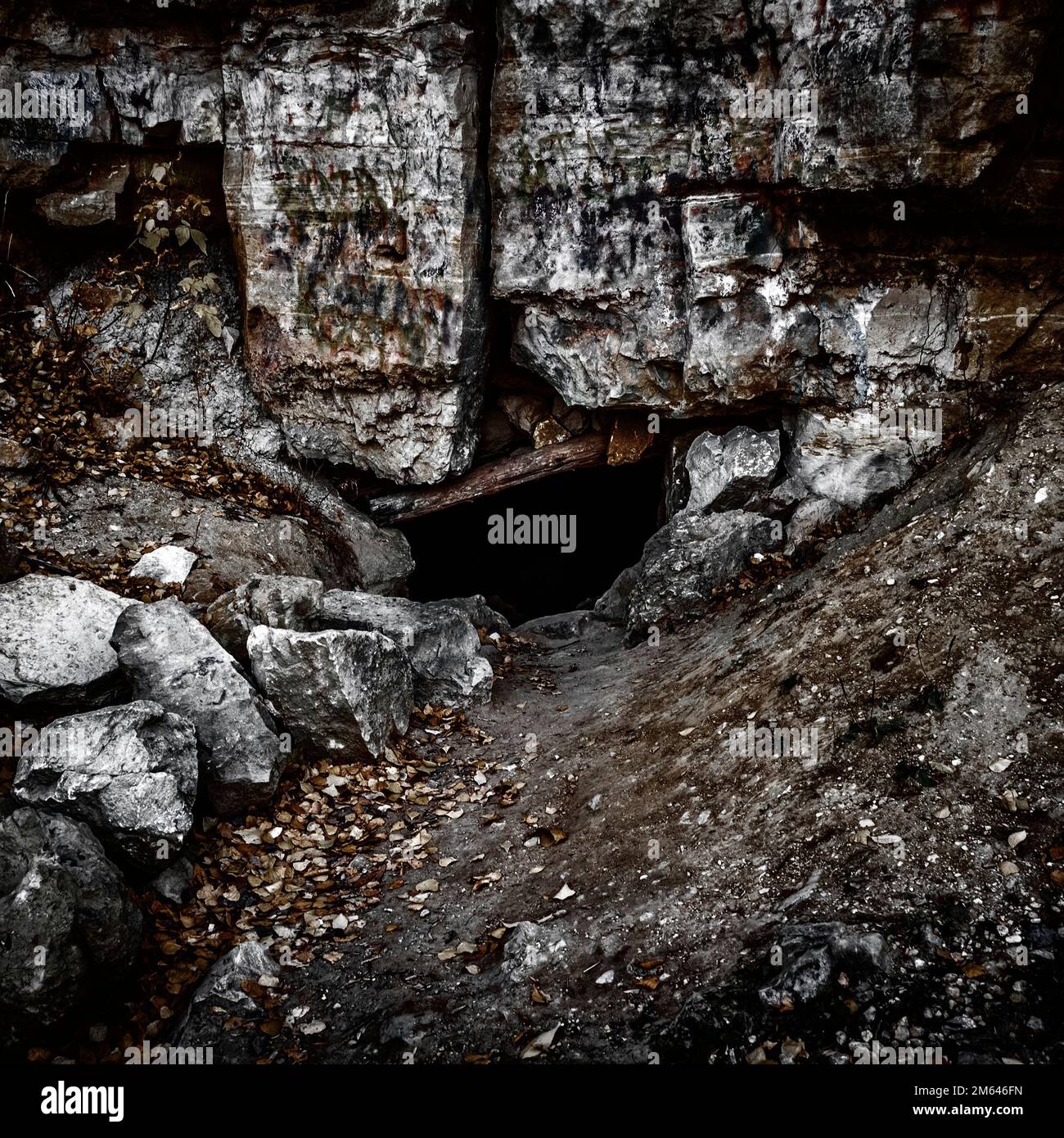 The narrow entrance to the mysterious karst cave Stock Photo - Alamy