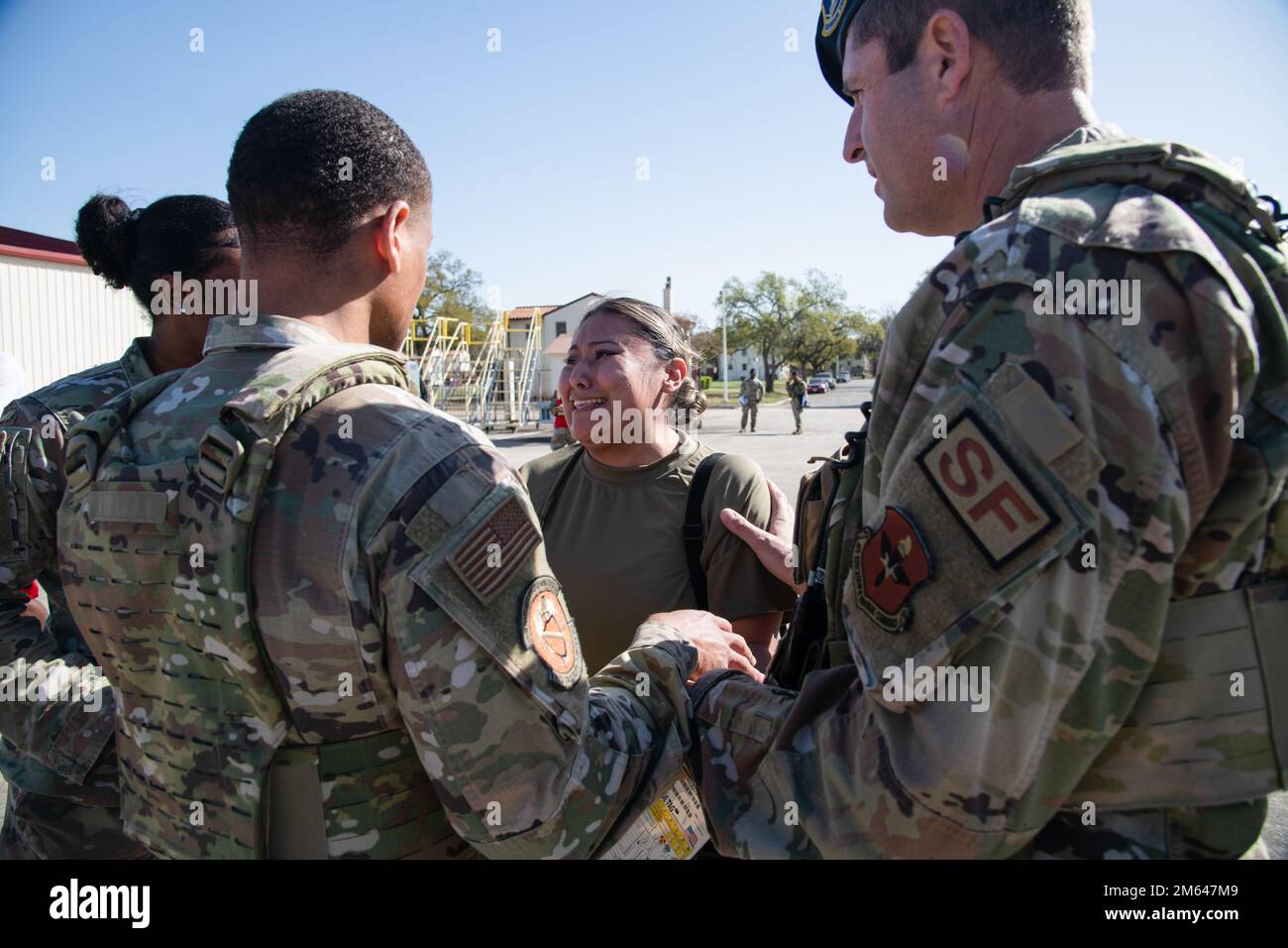 U.S. Air Force members and civilians participate during a Major Accident Response Exercise, Mar ...