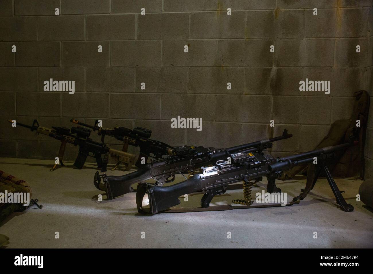 Weapons used by Dutch Marines with Marine Squadron Carib are staged at ...
