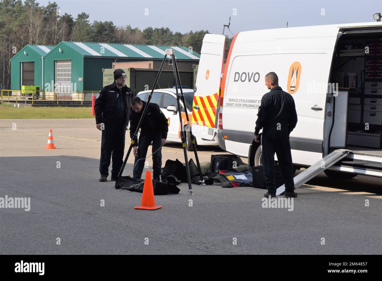 Members of the Belgian explosive ordnance disposal unit take part in an ...