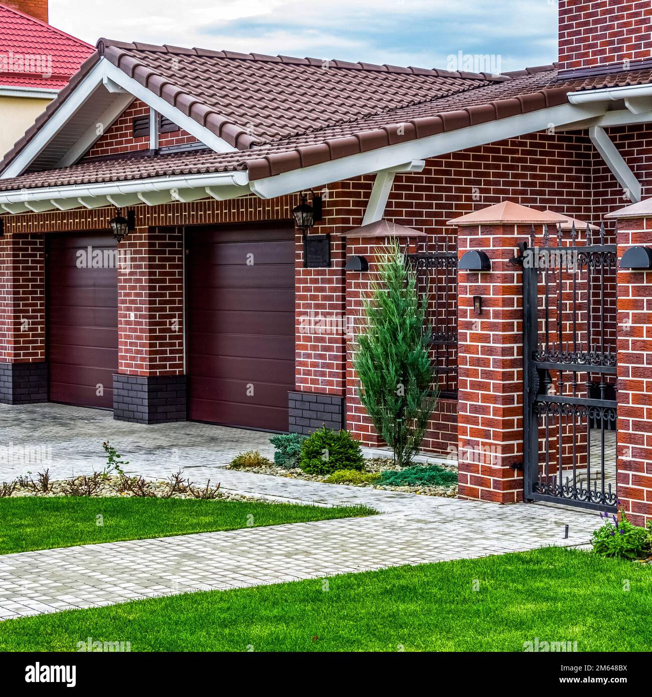 Porch of a private brick country house Stock Photo - Alamy