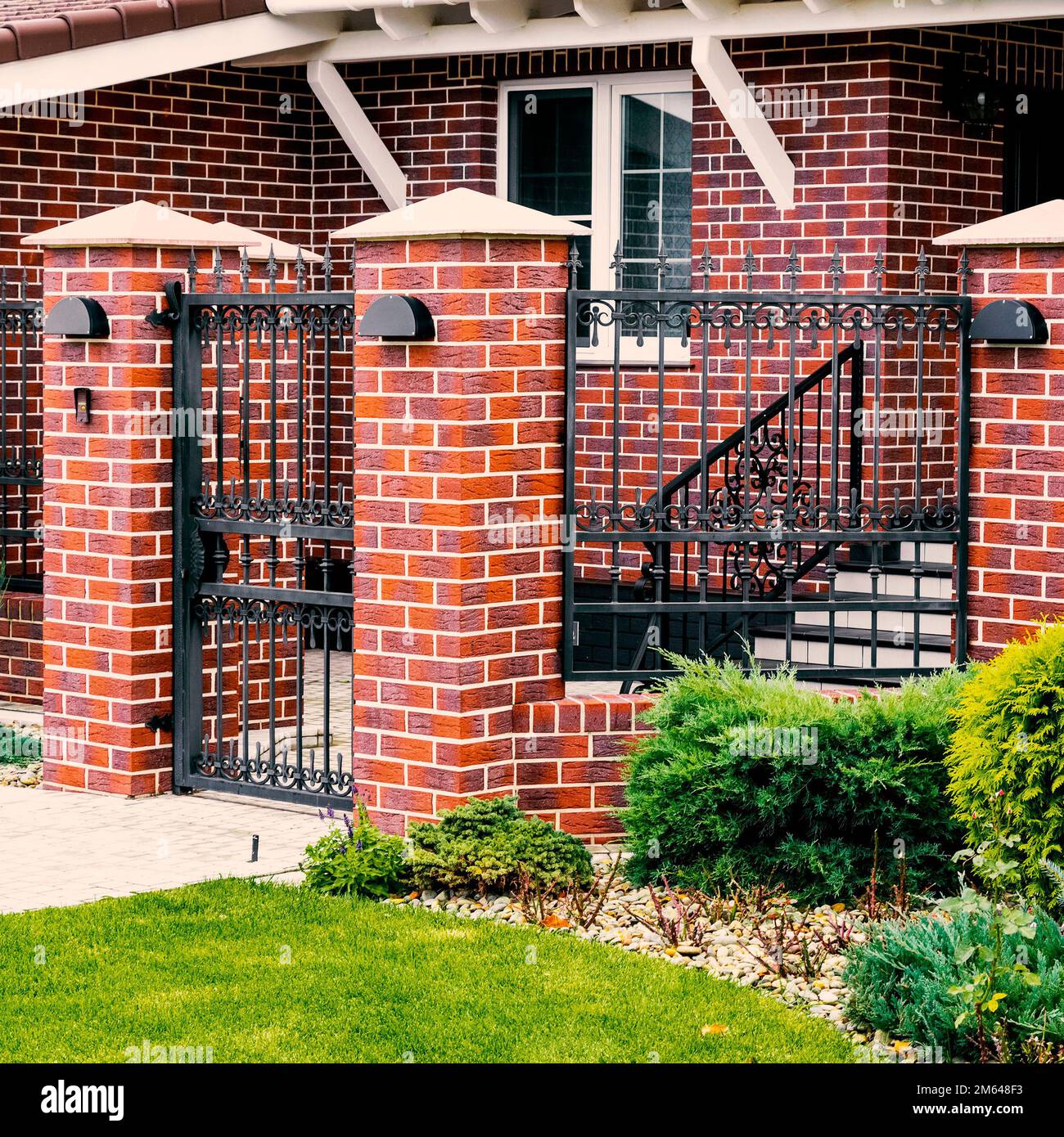 Porch of a private brick country house Stock Photo - Alamy