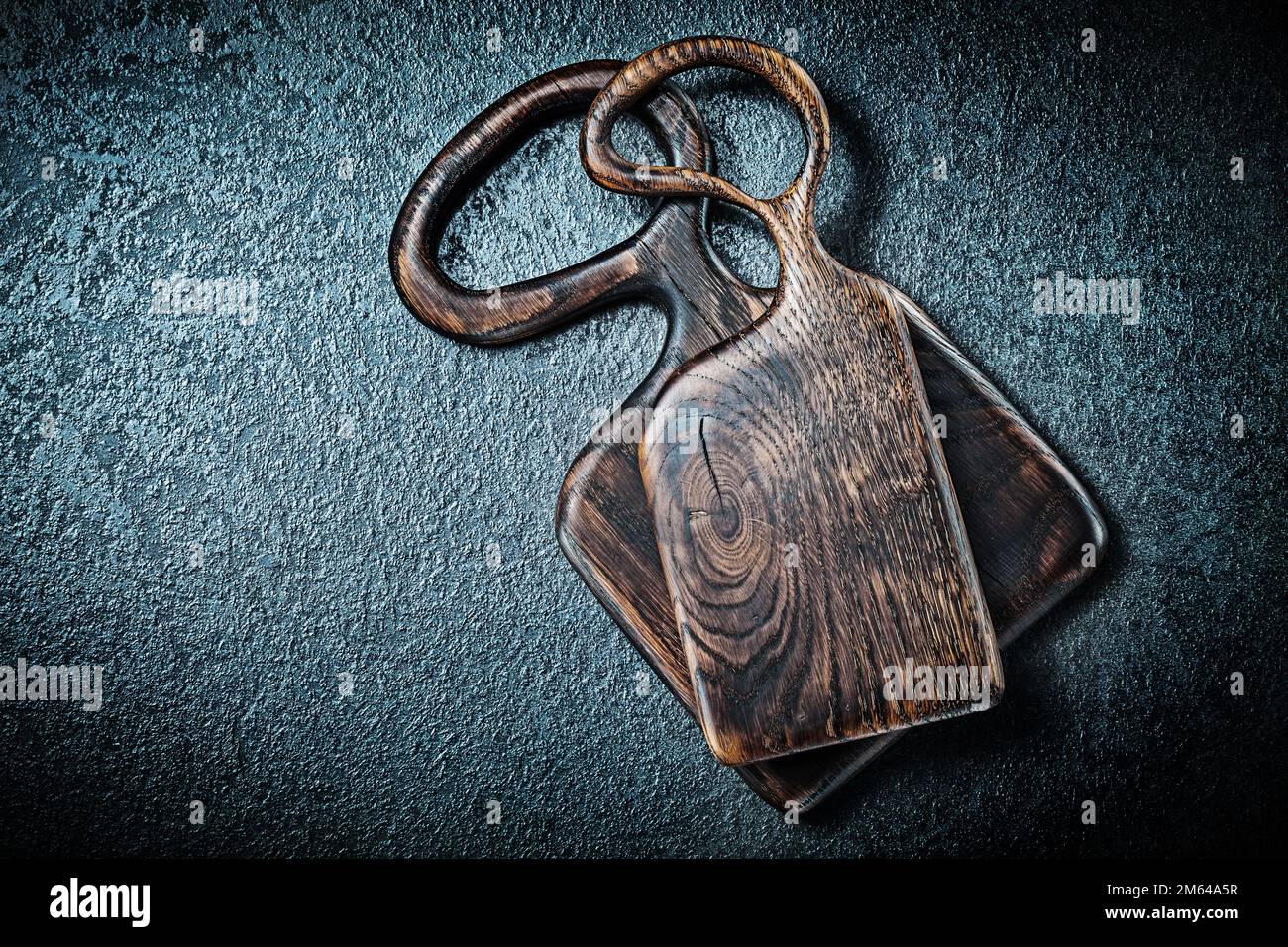 two vintage wood cutting boards close up Stock Photo - Alamy