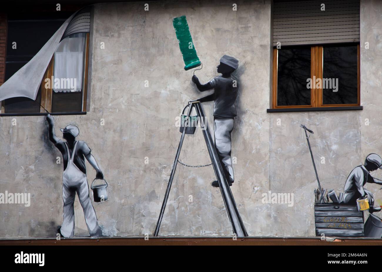 Murals, street art in Parma Italy Stock Photo - Alamy