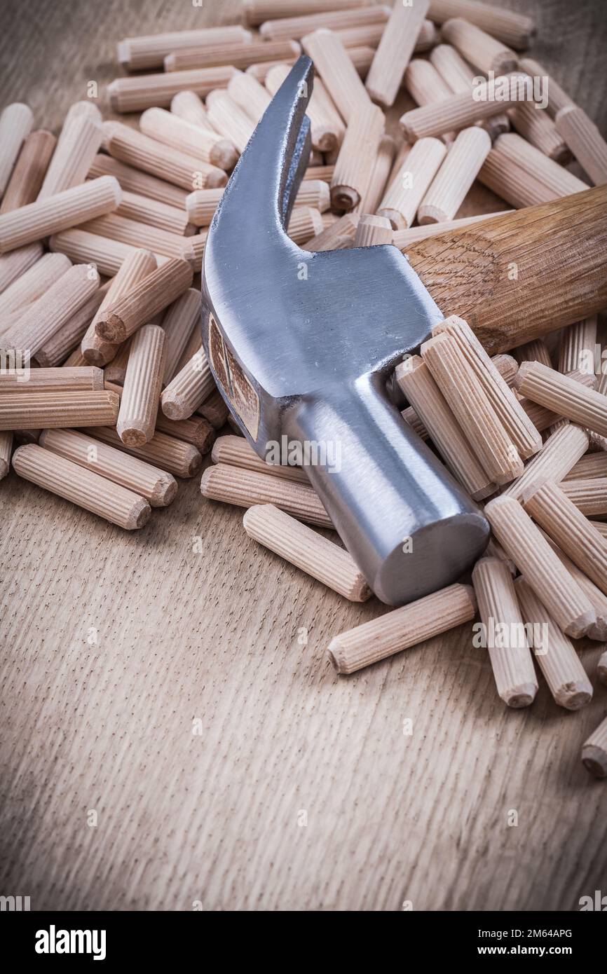 Woodworking dowels and claw hammer vertical version construction ...