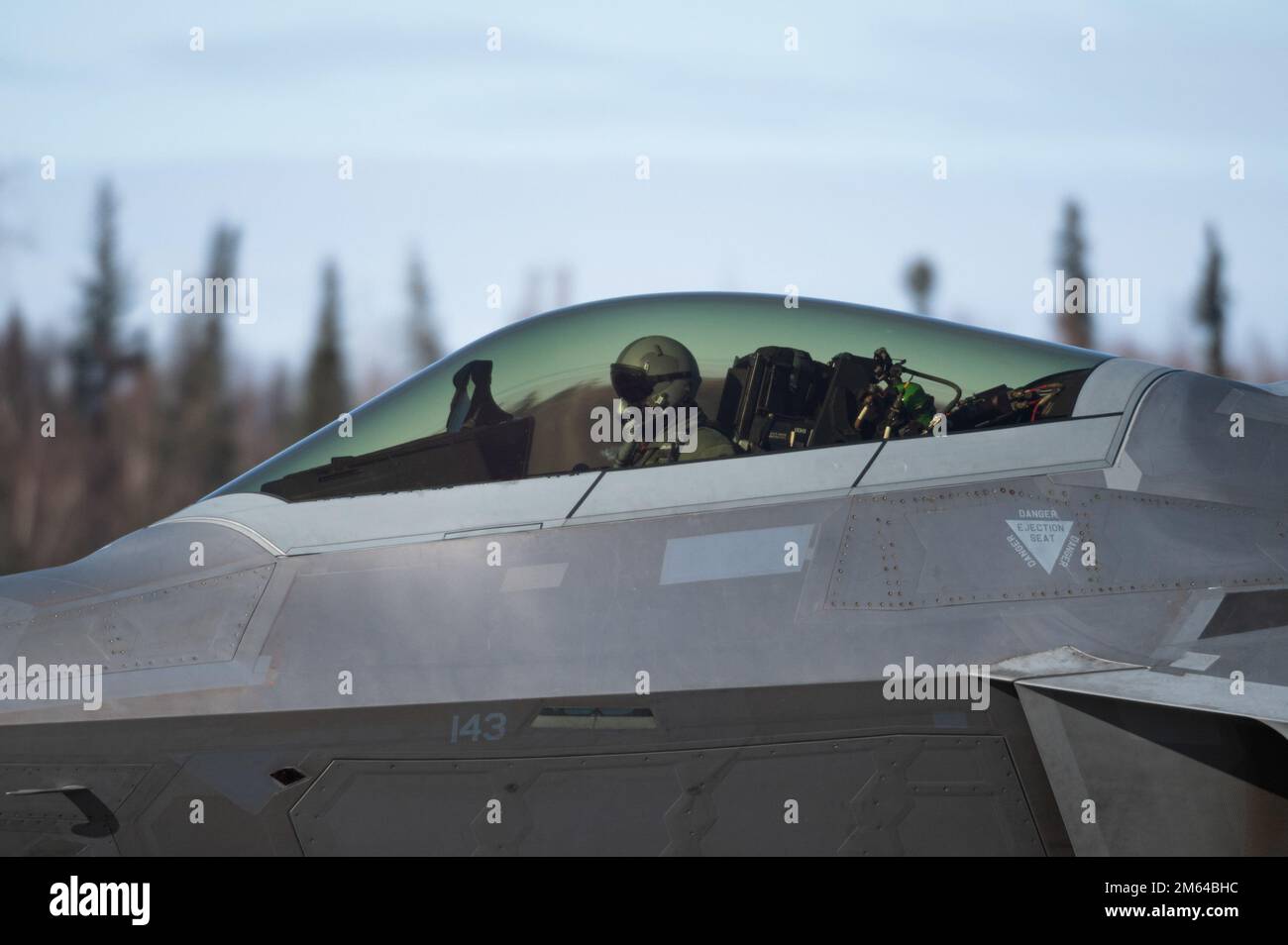 A U.S. Air Force F-22 Raptor pilot assigned to the 3rd Wing, Joint Base ...