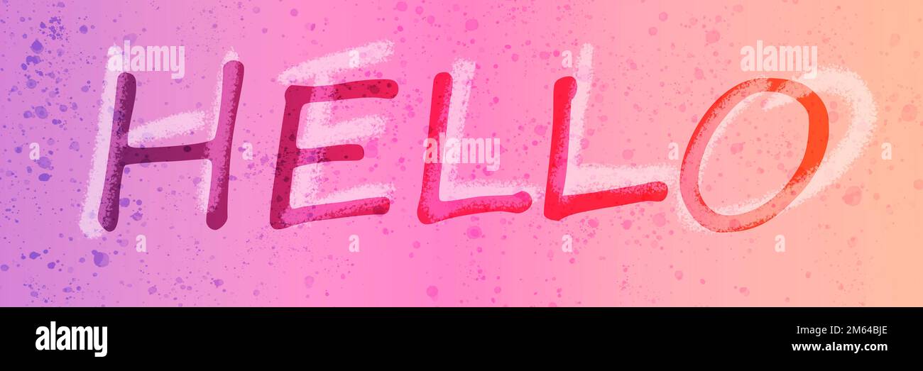 Handwritten text "Hello", illustration greeting banner Stock Photo - Alamy