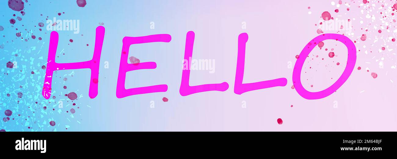 Handwritten text "Hello", illustration greeting banner Stock Photo - Alamy