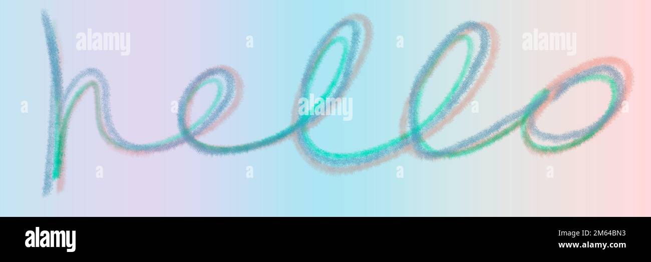 Handwritten text "Hello", illustration greeting banner Stock Photo - Alamy