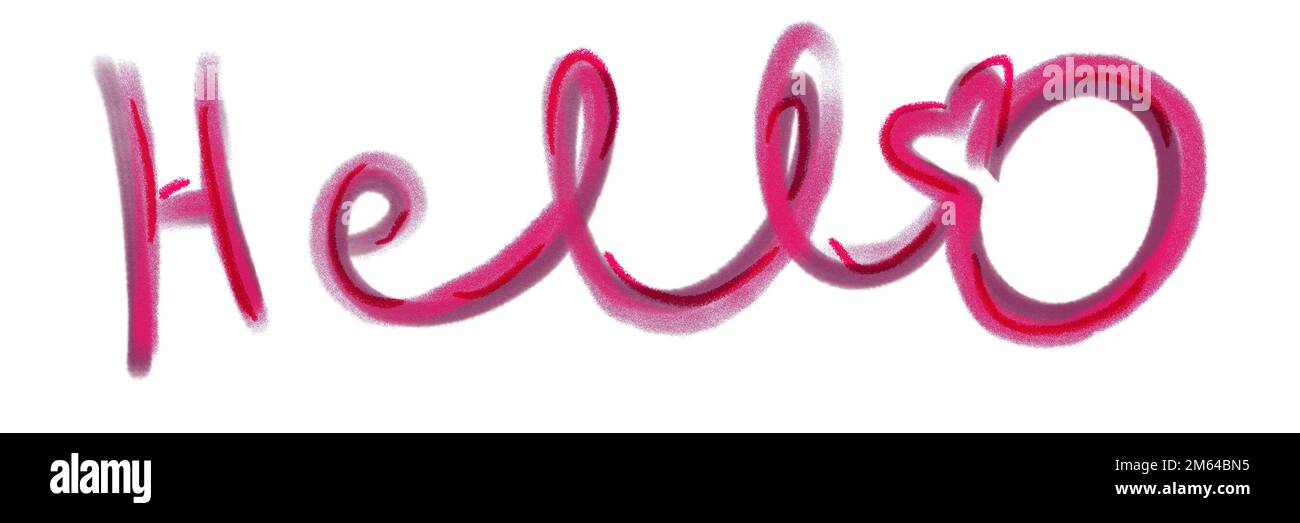 Handwritten text "Hello", illustration greeting banner Stock Photo - Alamy