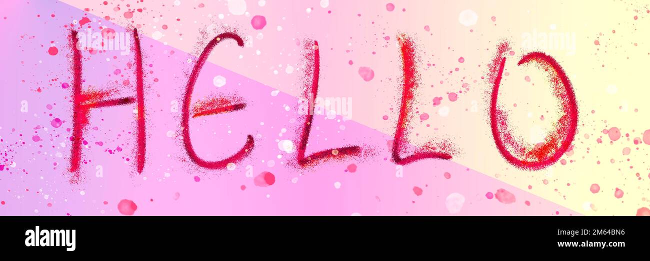 Handwritten text "Hello", illustration greeting banner Stock Photo - Alamy