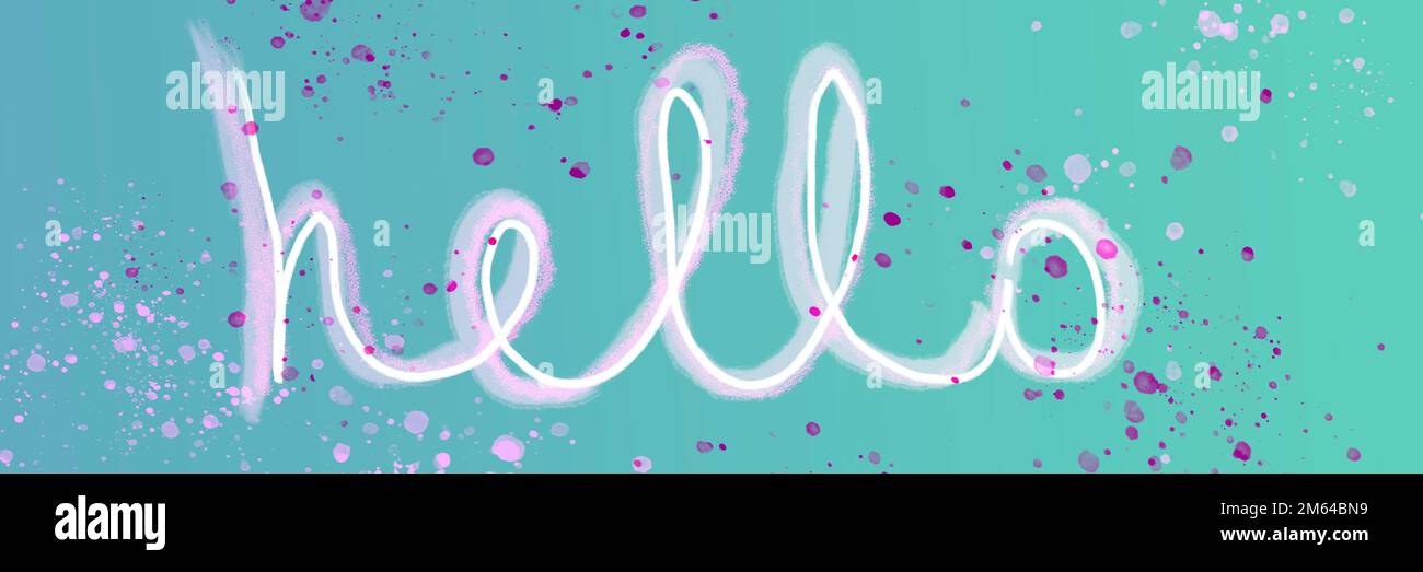 Handwritten text "Hello", illustration greeting banner Stock Photo - Alamy