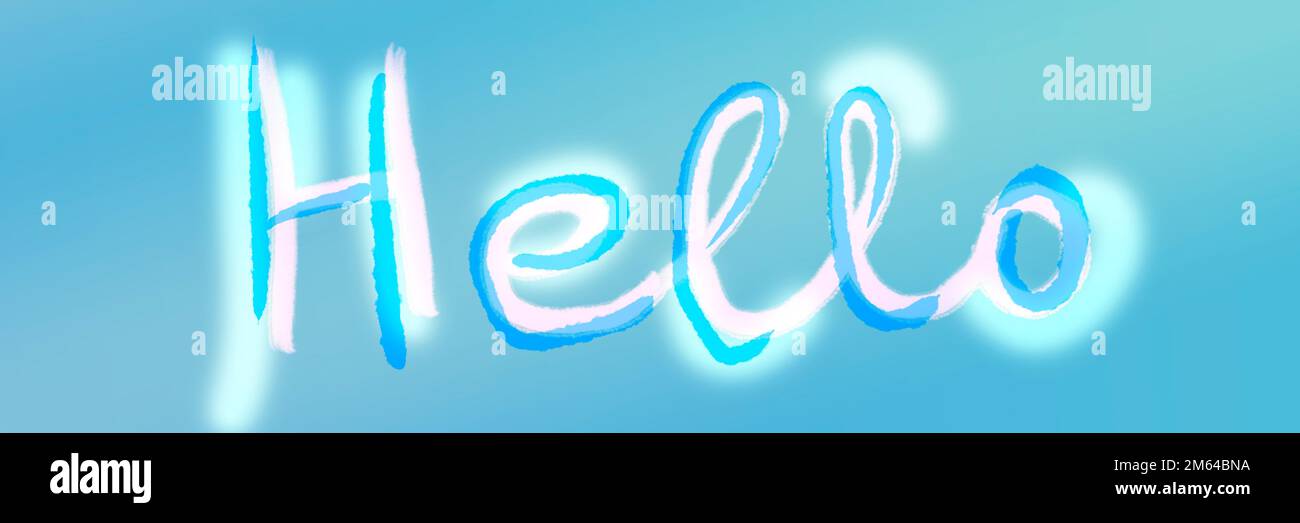 Handwritten text "Hello", illustration greeting banner Stock Photo - Alamy