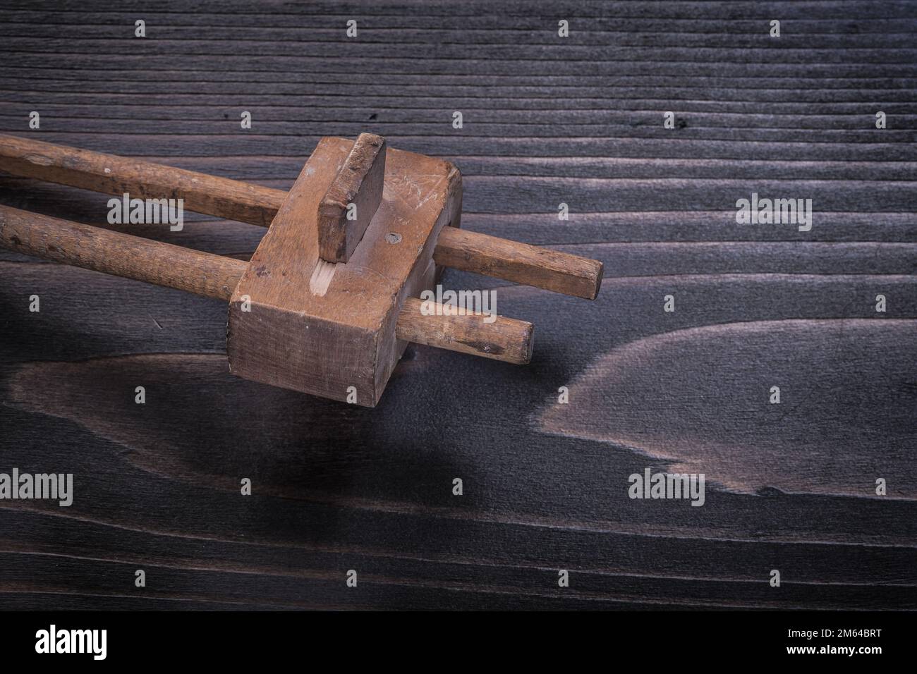 Age-old marking gauge on wood board construction concept Stock Photo ...
