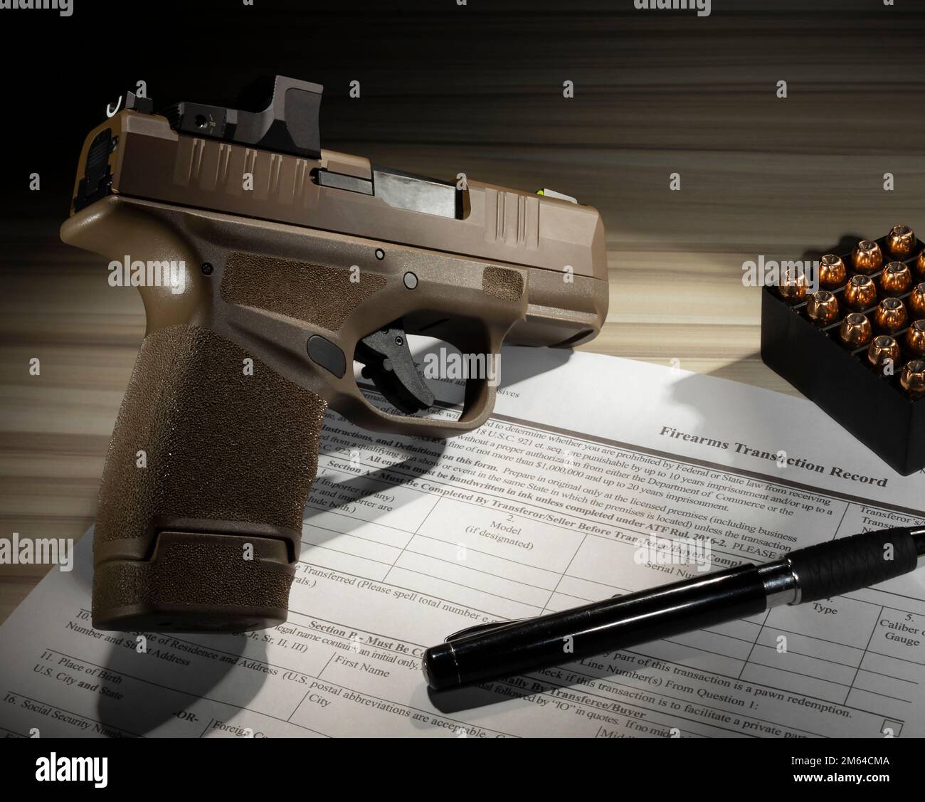 Semi auto pistol with public domain 4473 FBI form for its purchase ...